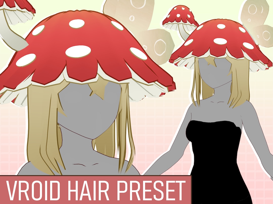 Red Mushroom Hat With Hair | Vroid Hair Preset | Custom Item Vroid ...