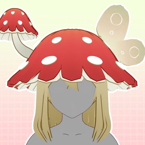Red Mushroom Hat With Hair | Vroid Hair Preset | Custom Item Vroid ...