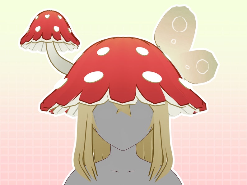 Red Mushroom Hat With Hair Vroid Hair Preset Custom Item Vroid Studio ...