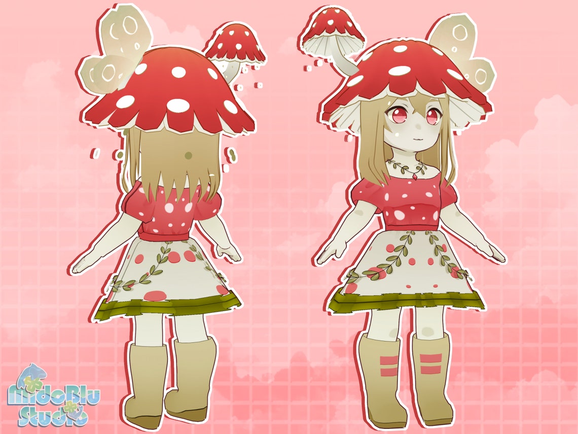 Red Chibi Mushroom Premade 3D Vroid VRM Model Streamer and - Etsy