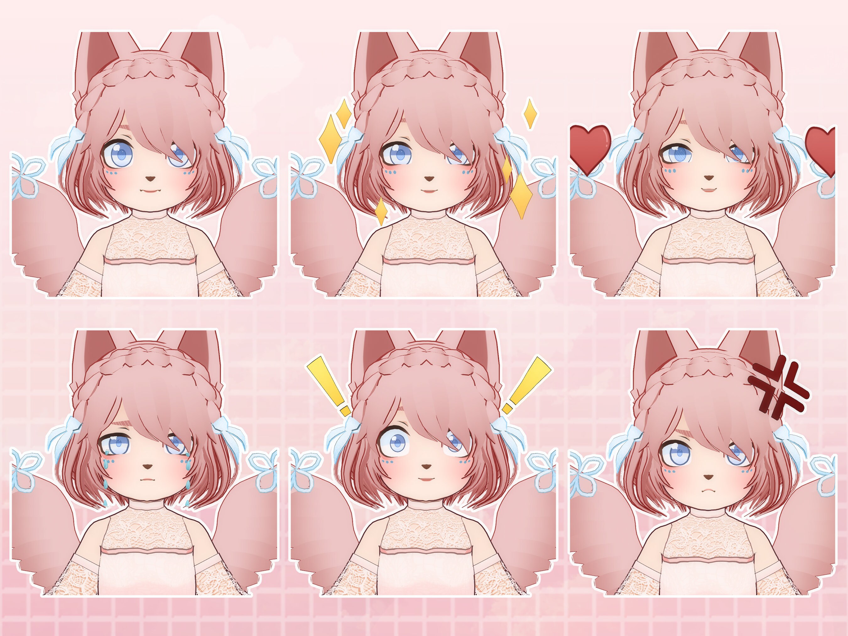 Pink Lace Angel Cat Girl Set Premade 3D Vroid VRM Model Streamer and ...