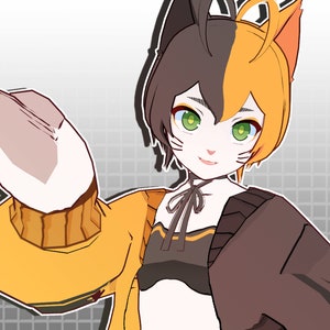 Calico Cat Girl | Premade 3D Vroid VRM Model | Streamer and Vtuber ...