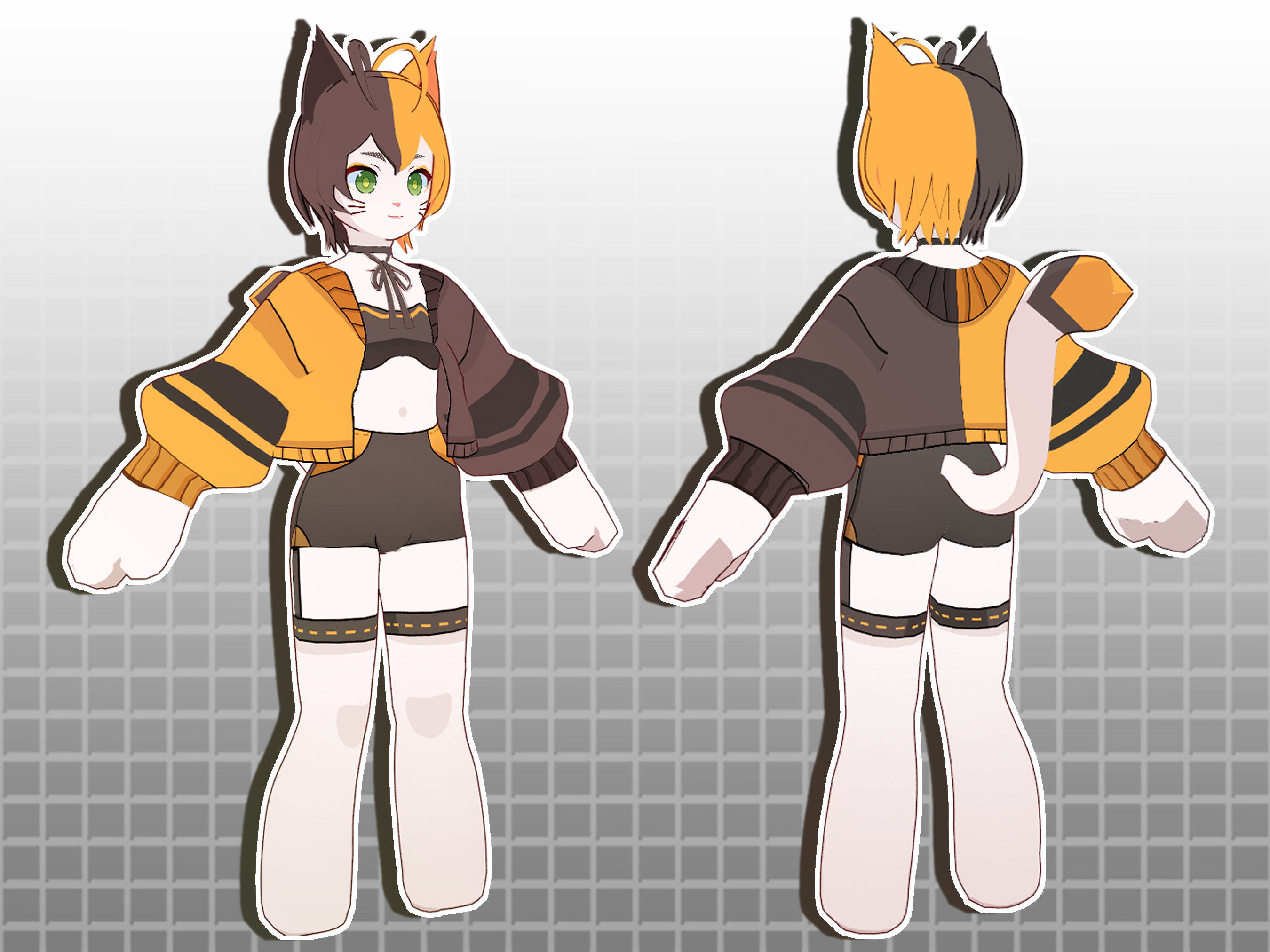Calico Cat Girl Premade 3D Vroid VRM Model Streamer and - Etsy Canada