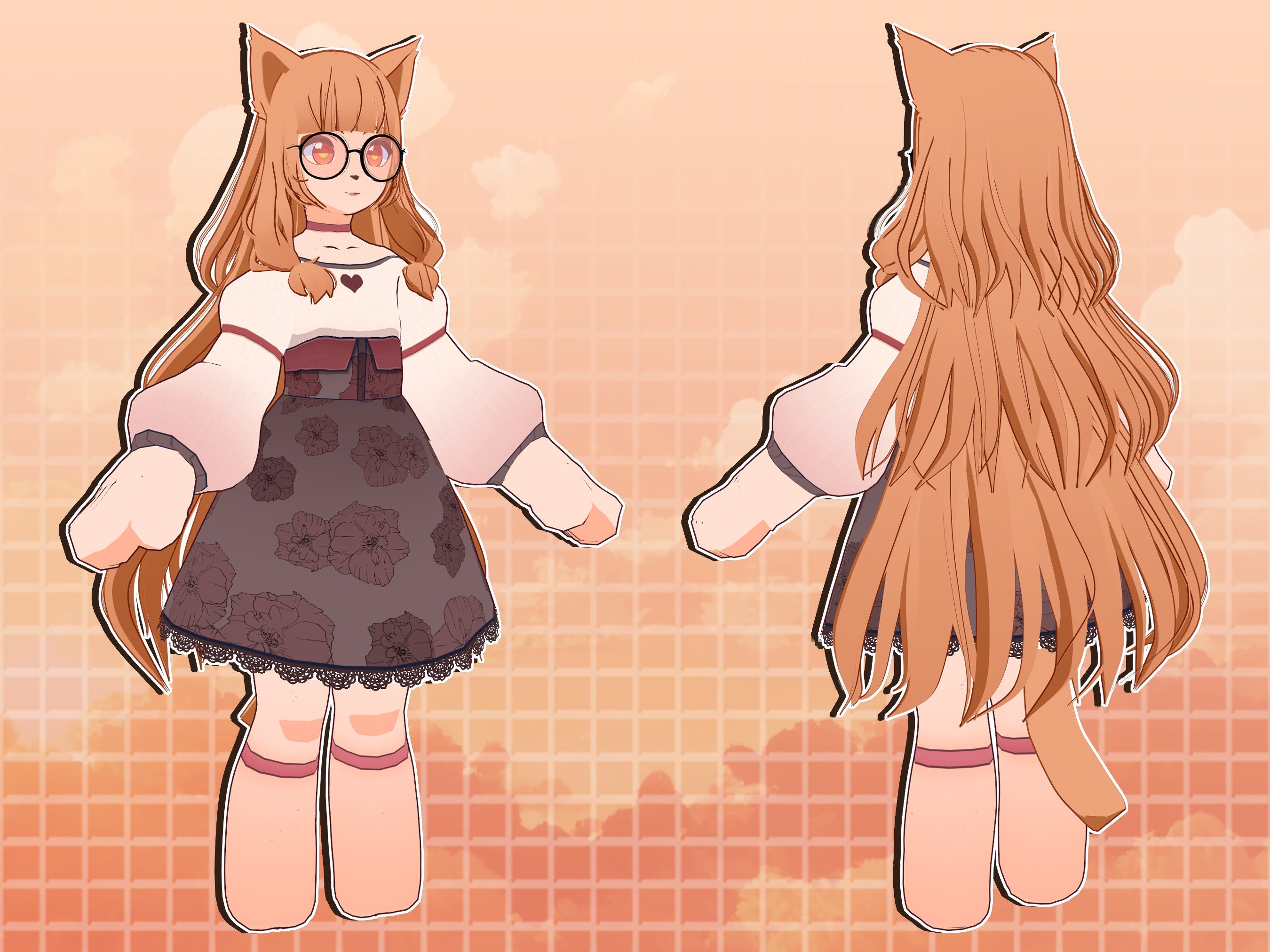 Autumn Cat Girl Set Premade 3D Vroid VRM Model Streamer and Vtuber ...