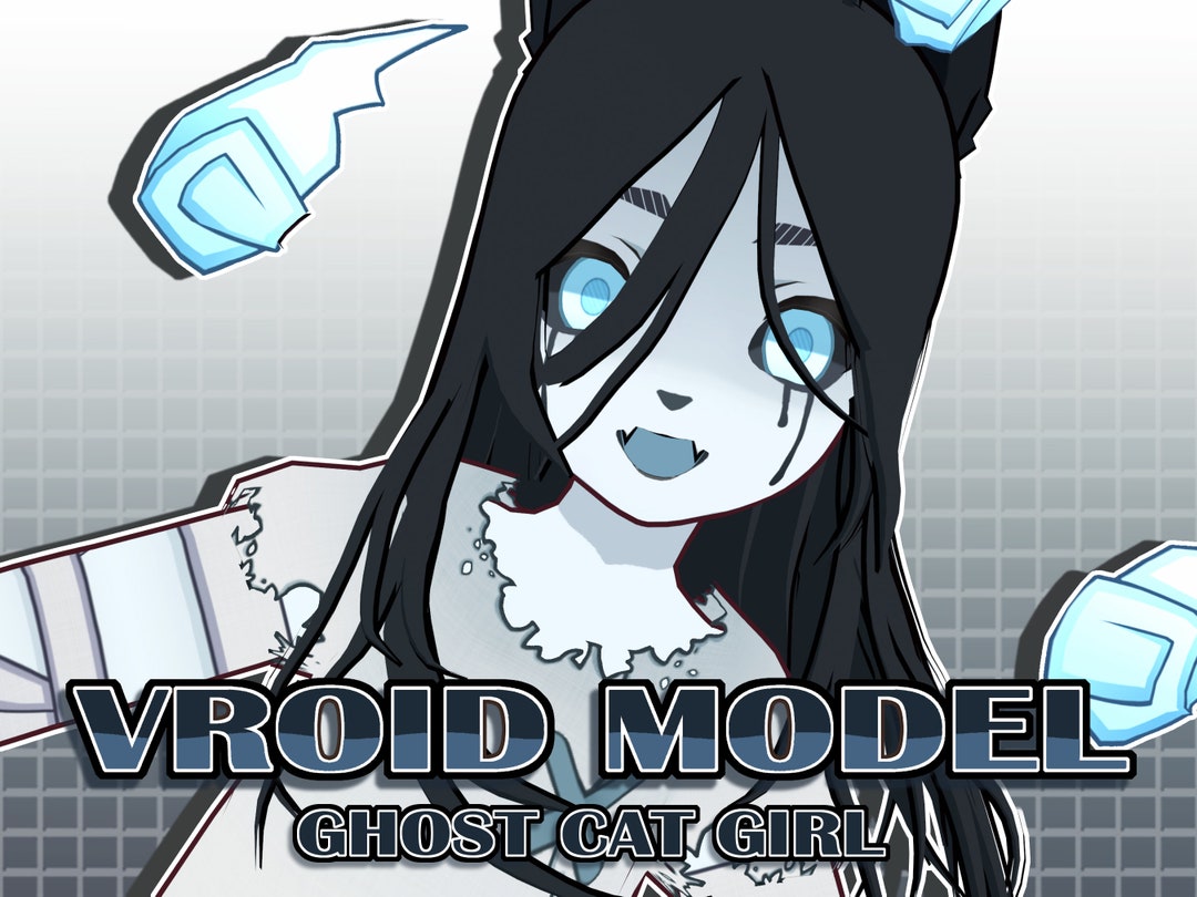 Ghost Cat Girl | Premade 3D Vroid VRM Model | Streamer and Vtuber ...