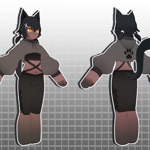 Kuro Cat Girl | Premade 3D Vroid VRM Model | Streamer and Vtuber ...