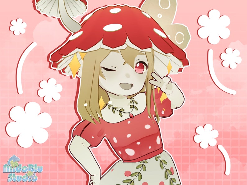 Red Chibi Mushroom Premade 3D Vroid VRM Model Streamer and Vtuber ...