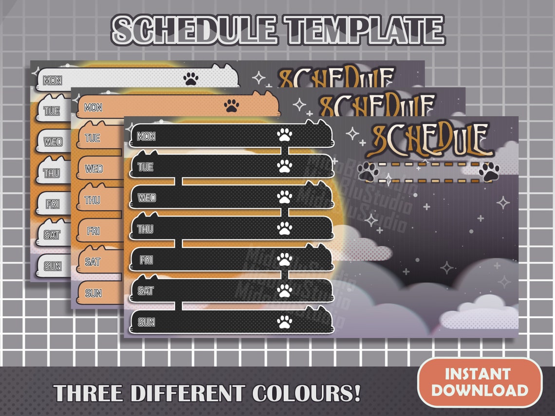 Cat Halloween Stream Schedule Template | Cute Weekly Schedule Planner ...