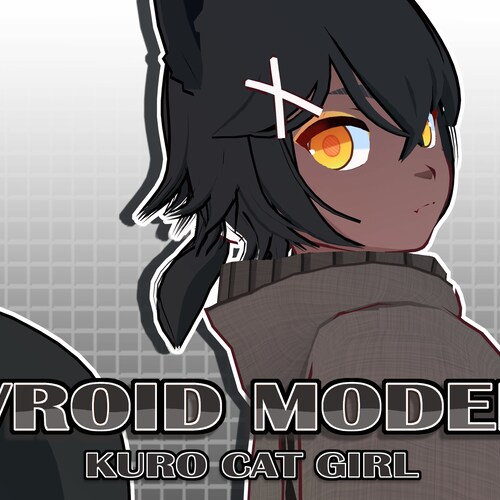 Kuro Cat Girl Premade 3D Vroid VRM Model Streamer and - Etsy
