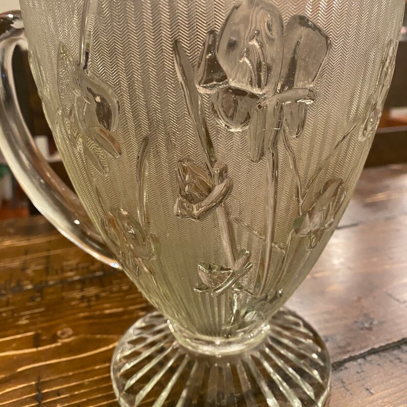 1920’s Jeannette Iris Herringbone Footed Depression Glass Pitcher - Etsy