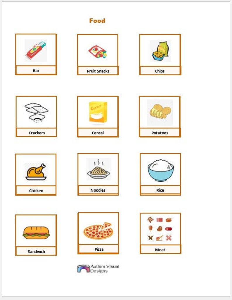 Autism PECS Pages (food) DIGITAL DOWNLOAD | Non-verbal Autism ...