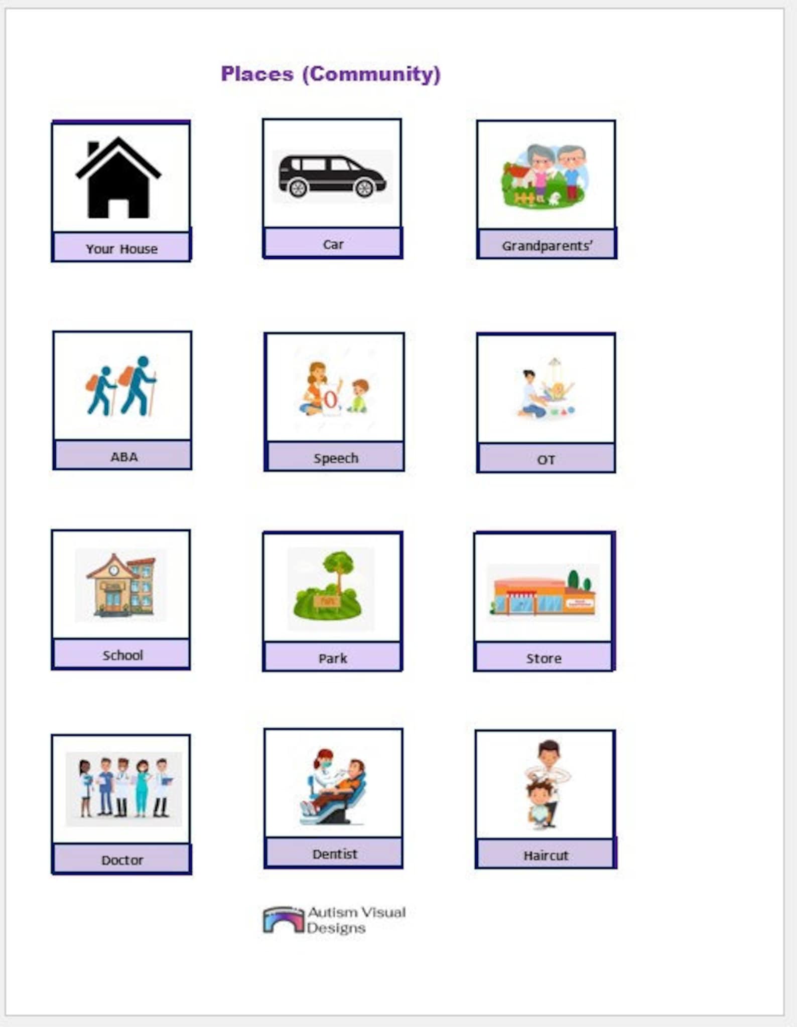 Autism PECS Pages (places) DIGITAL DOWNLOAD | Non-verbal Autism ...