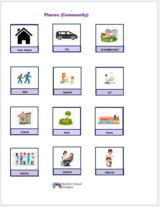 Autism PECS Pages (places) DIGITAL DOWNLOAD | Non-verbal Autism ...