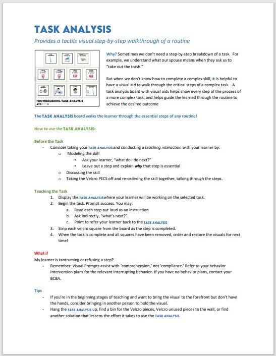 Autism Morning Routine: Task Analysis DIGITAL DOWNLOAD Developmental ...
