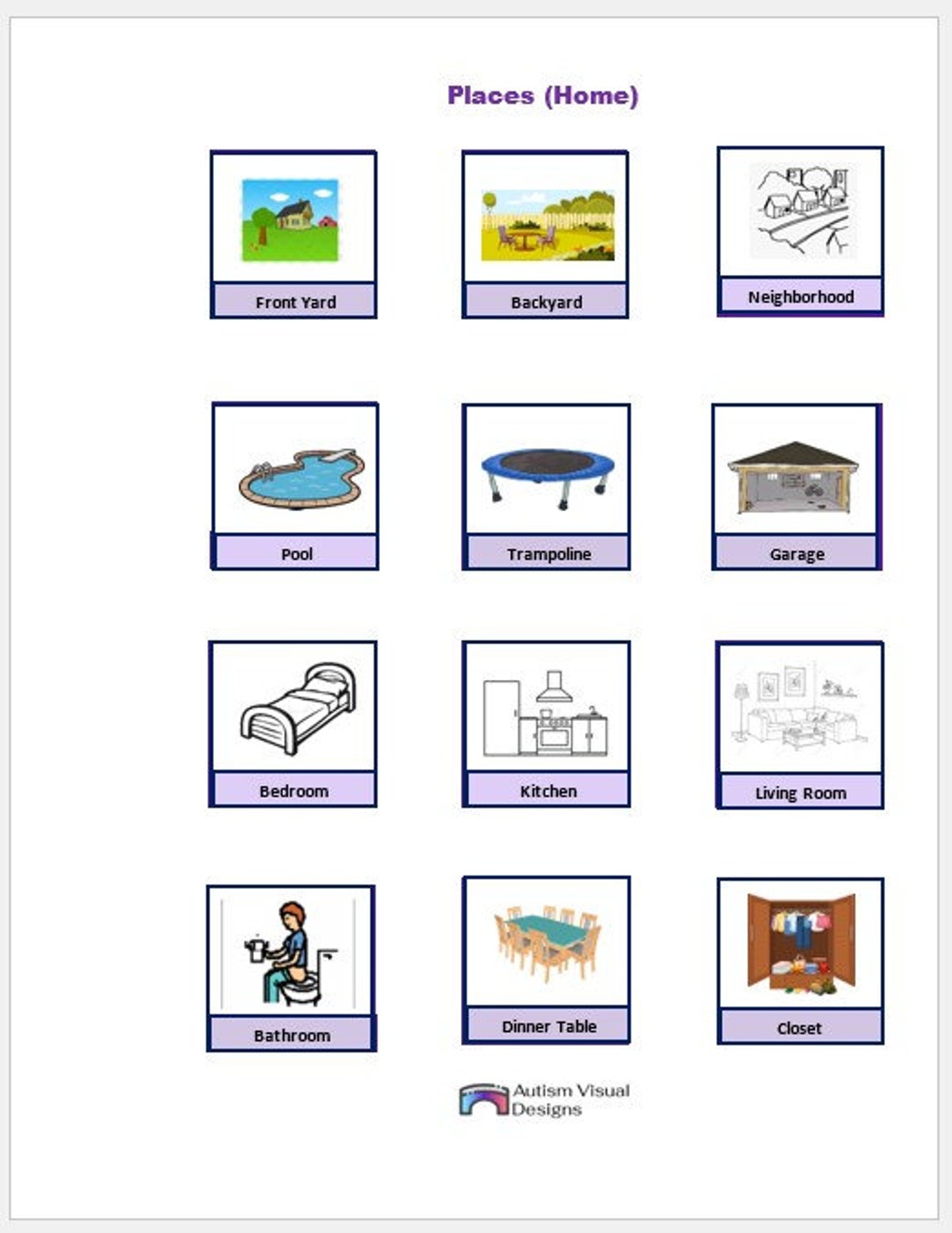 Autism PECS Pages (places) DIGITAL DOWNLOAD | Non-verbal Autism ...