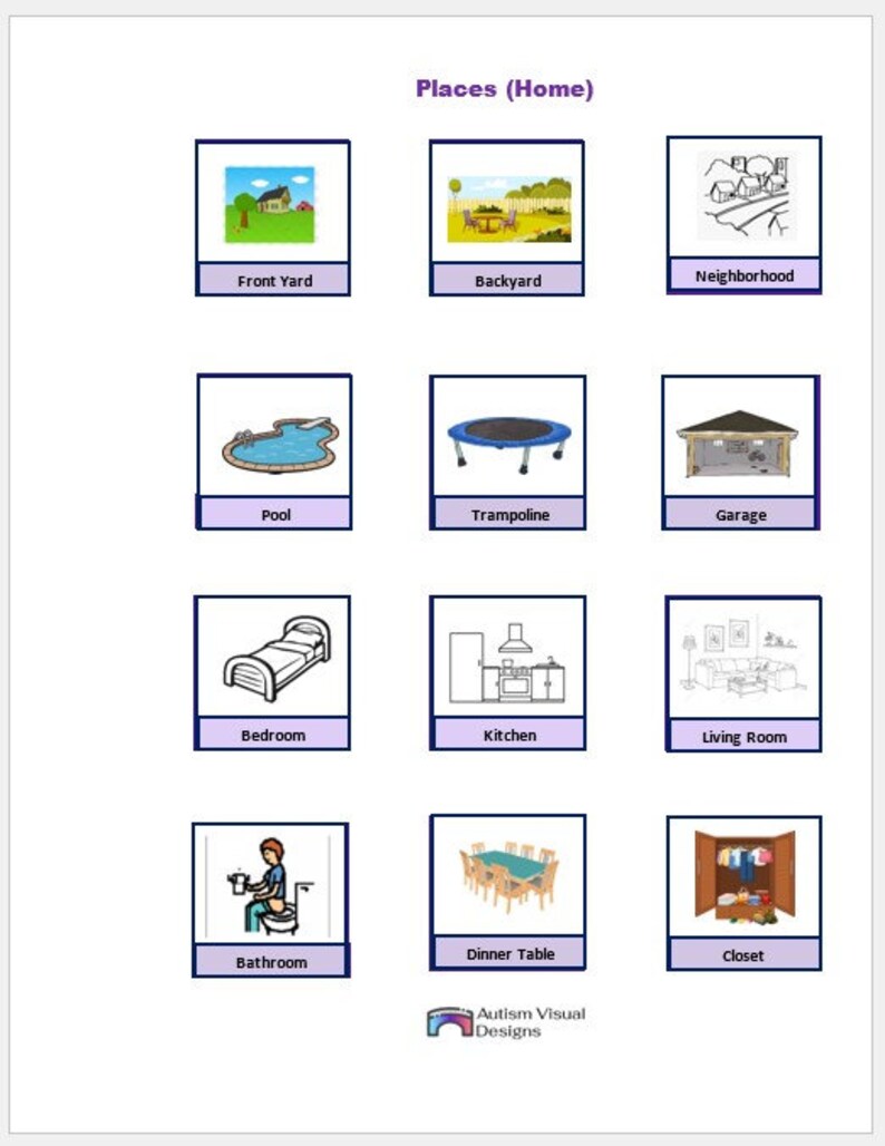 Autism PECS Pages (places) DIGITAL DOWNLOAD | Non-verbal Autism ...