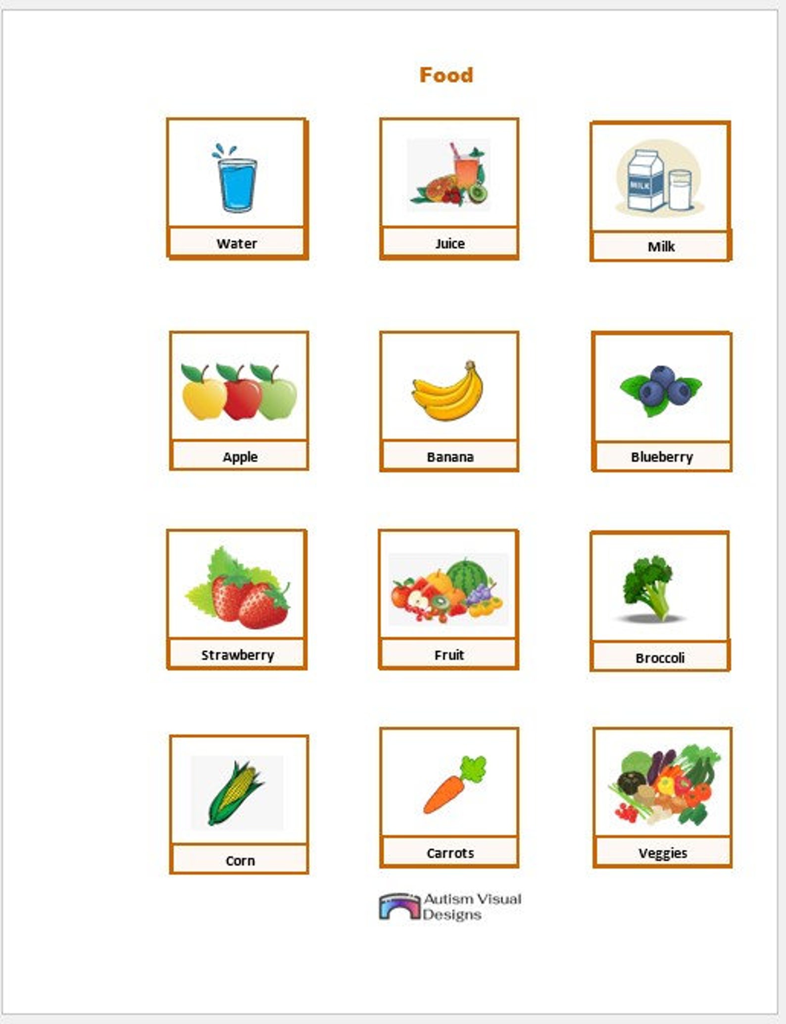 Autism PECS Pages (food) DIGITAL DOWNLOAD | Non-verbal Autism ...