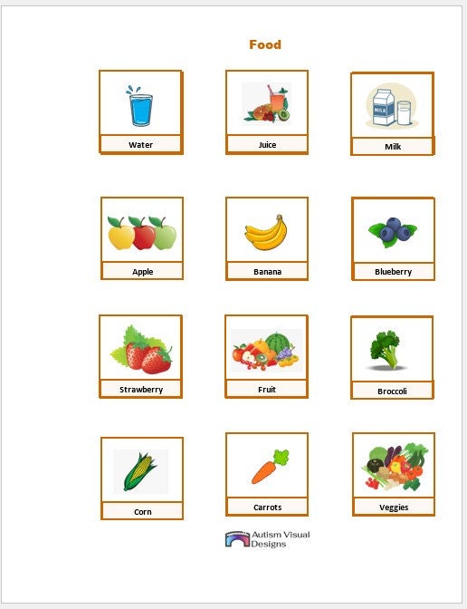 Autism PECS Pages (food) DIGITAL DOWNLOAD | Non-verbal Autism ...