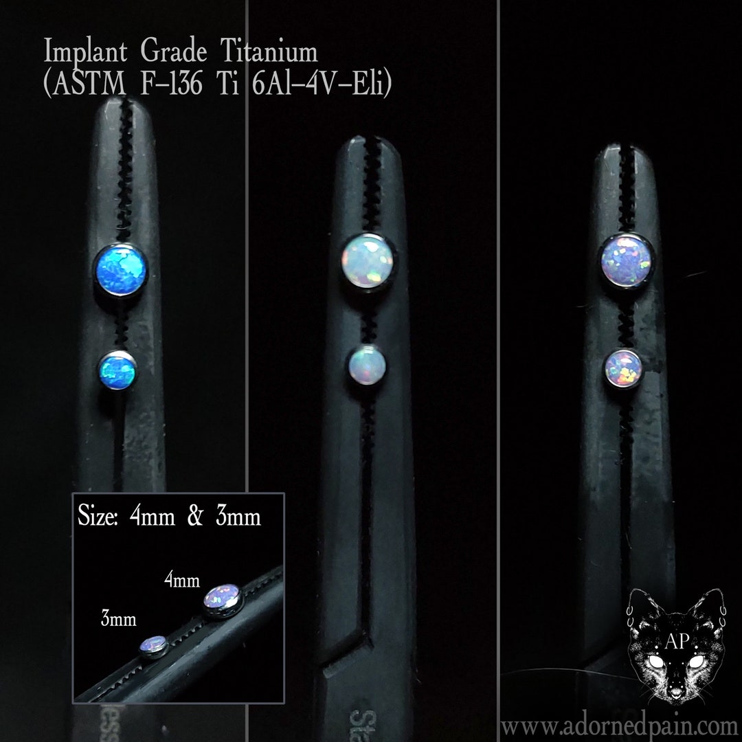 Round Flat Opal Set Implant Grade Titanium Threadless Push Pin - Etsy