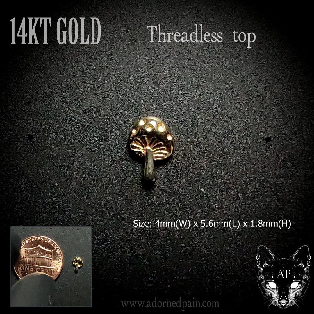 14kt Trippy Top Threadless Push Pin Top (JUST TOP! Works With Standard ...