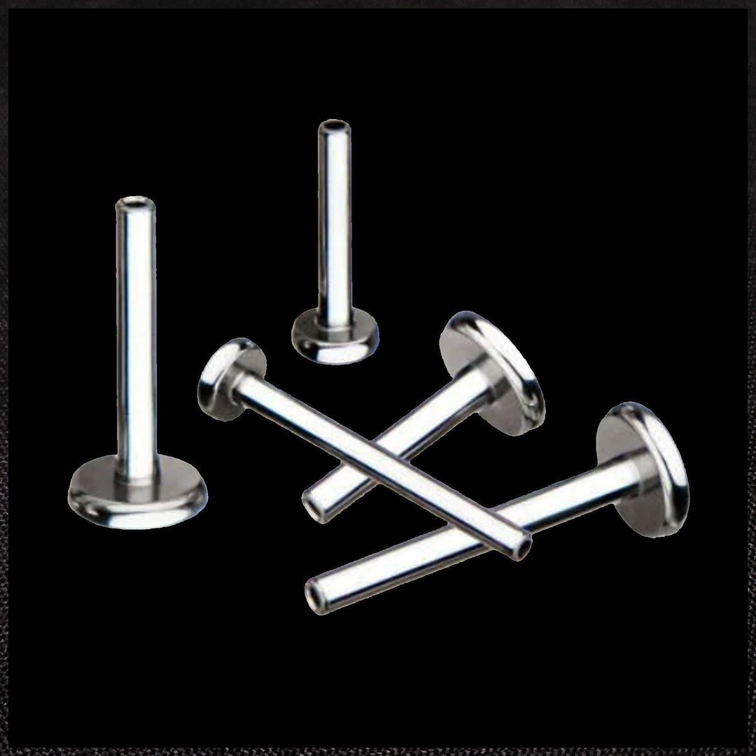 Threadless Push Pin Titanium Labret W/ 4mm Disk (just the Post) 18g 16g ...