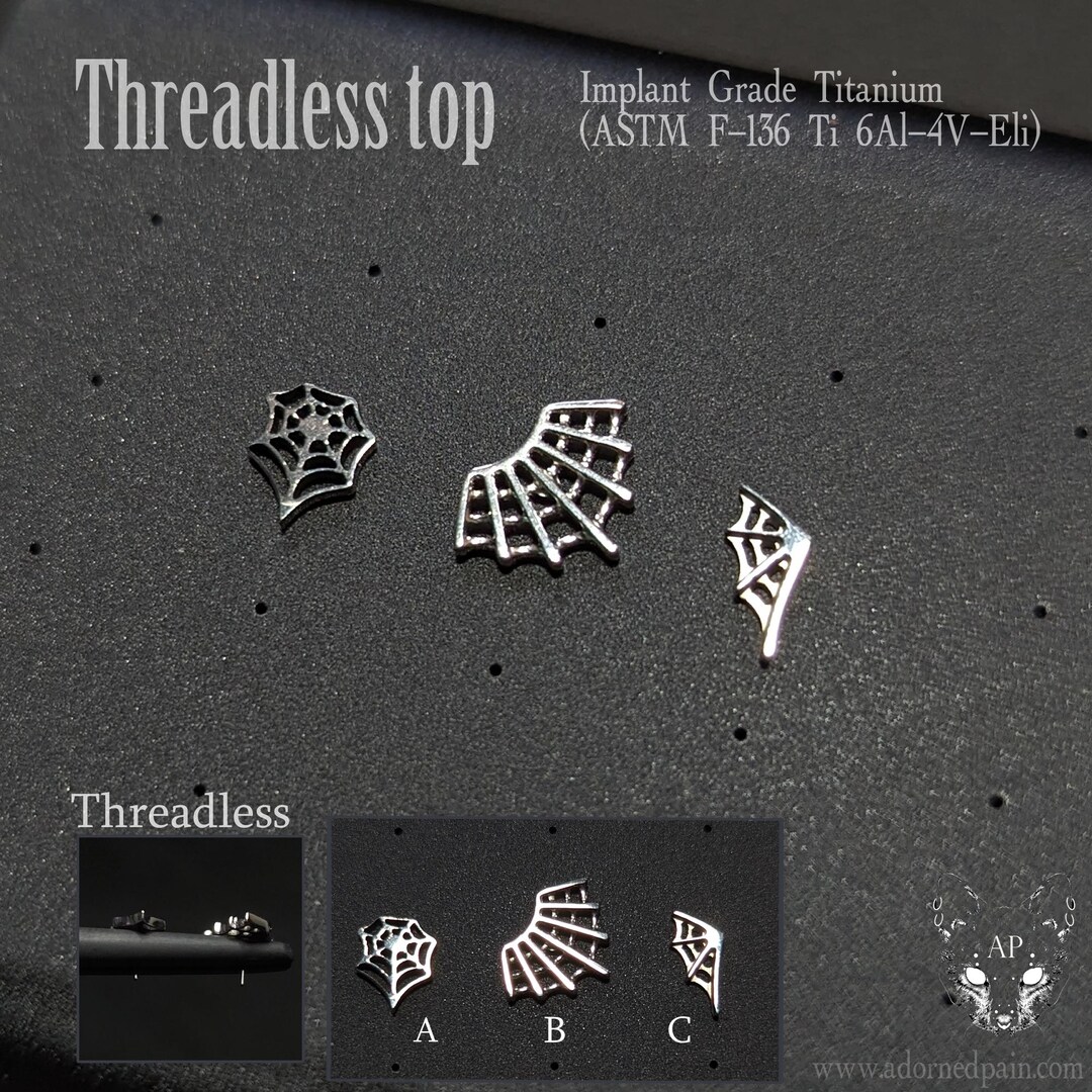 Spider Web Titanium Threadless Push Pin Top: Single Top That Fits Any Threadless Post - Etsy