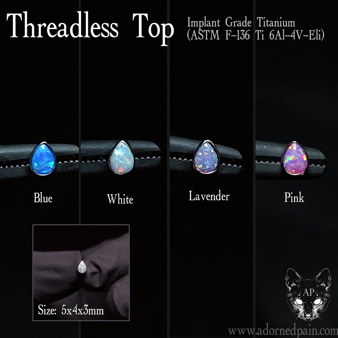 Teardrop Opal Threadless Titanium Top: (5x4x3mm) - Etsy