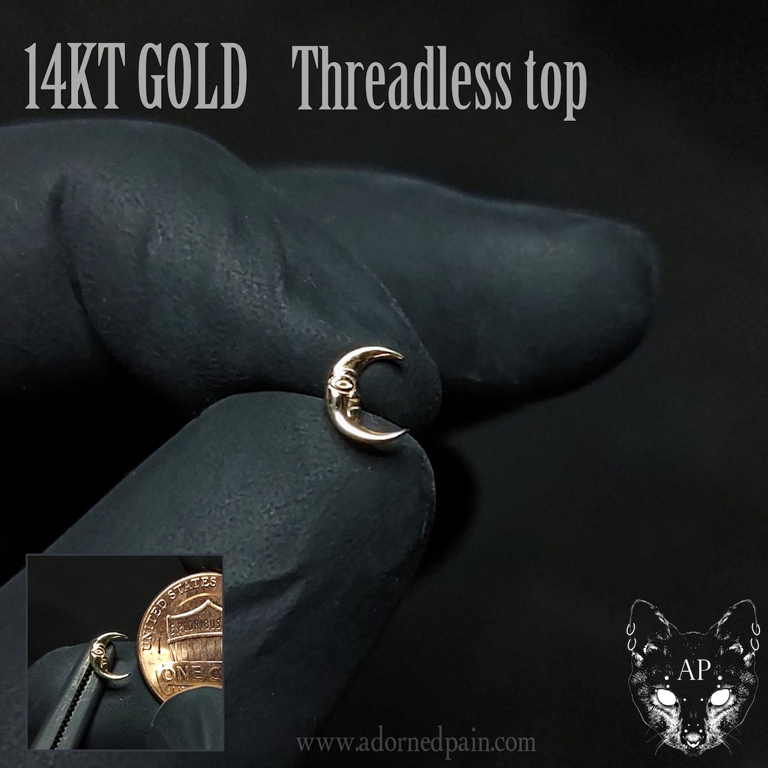 14kt Gold Man in the Moon Threadless Push Pin Top - Etsy