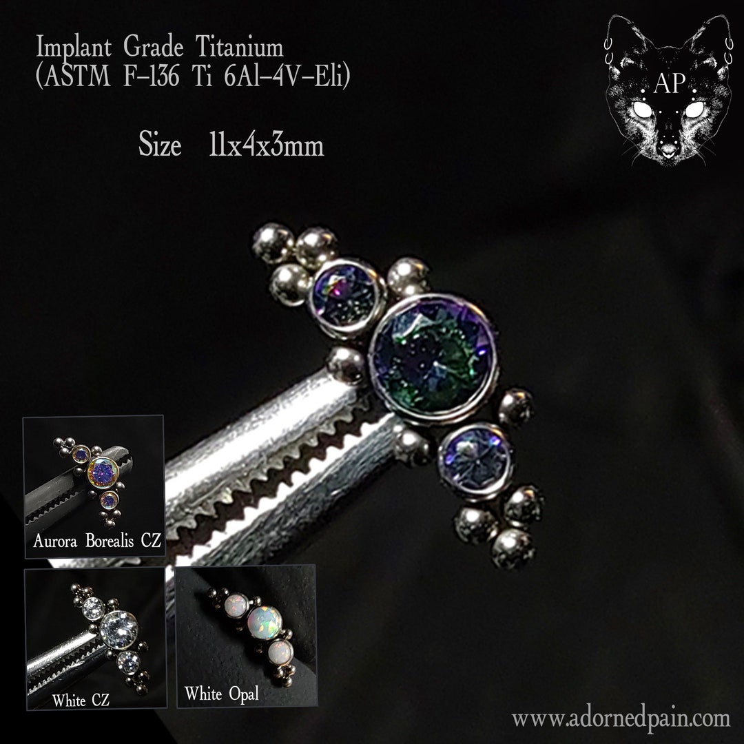 Implant Grade Titanium Threadless Push in Top With 3 Bezel Set Czsjust ...