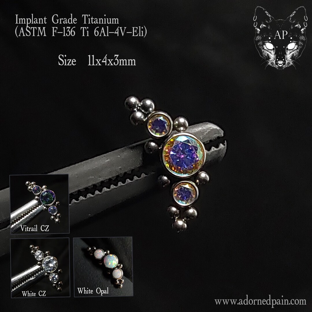 Implant Grade Titanium Threadless Push in Top With 3 Bezel Set - Etsy