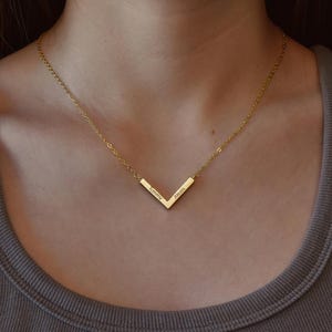 14k Gold V Shape Necklace,dainty V Necklace,best Friend Necklace ...