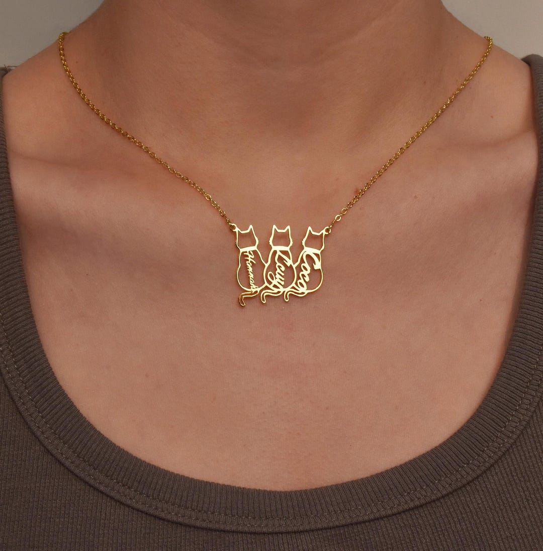 Custom Cat Necklace With Personalized Name,cat Named Necklace,cat ...
