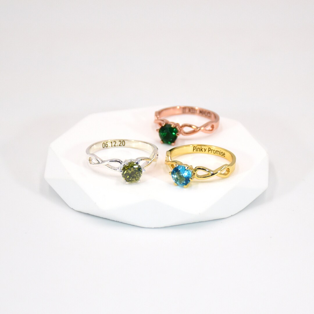 Birthstone Name Ring, Personalized Birthstone Ring, Custom Name Ring ...