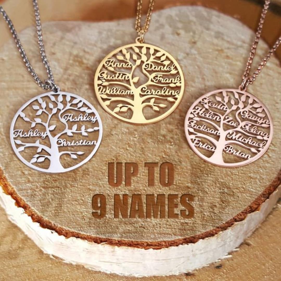 Family Name Necklace,personalized Family Tree Name Necklace,disc ...
