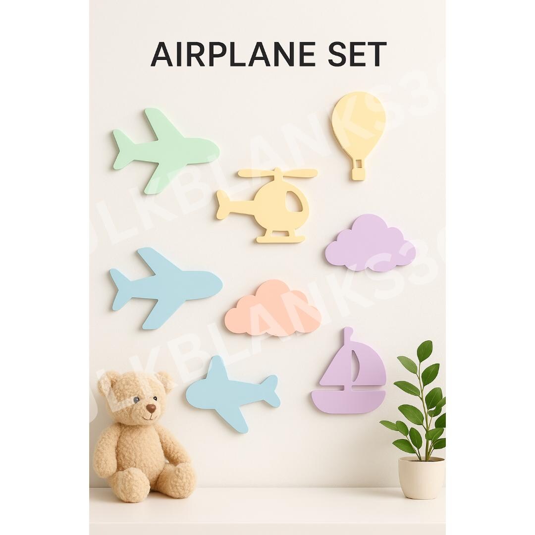 Pastel Acrylic Airplane Set – Planes, Helicopter, Hot Air Balloon ...