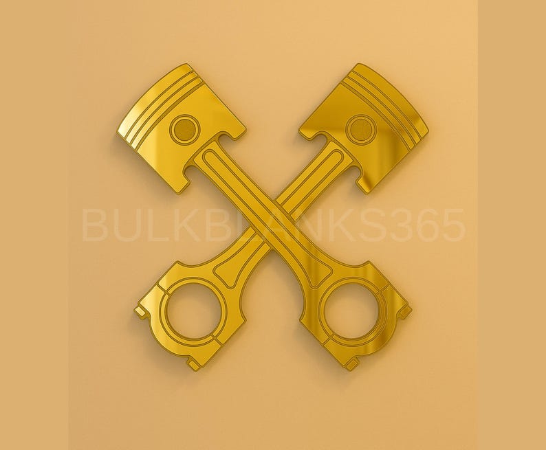 Gold Mirror Crossed Pistons Wall Decor – Mechanic Garage Wall Art ...