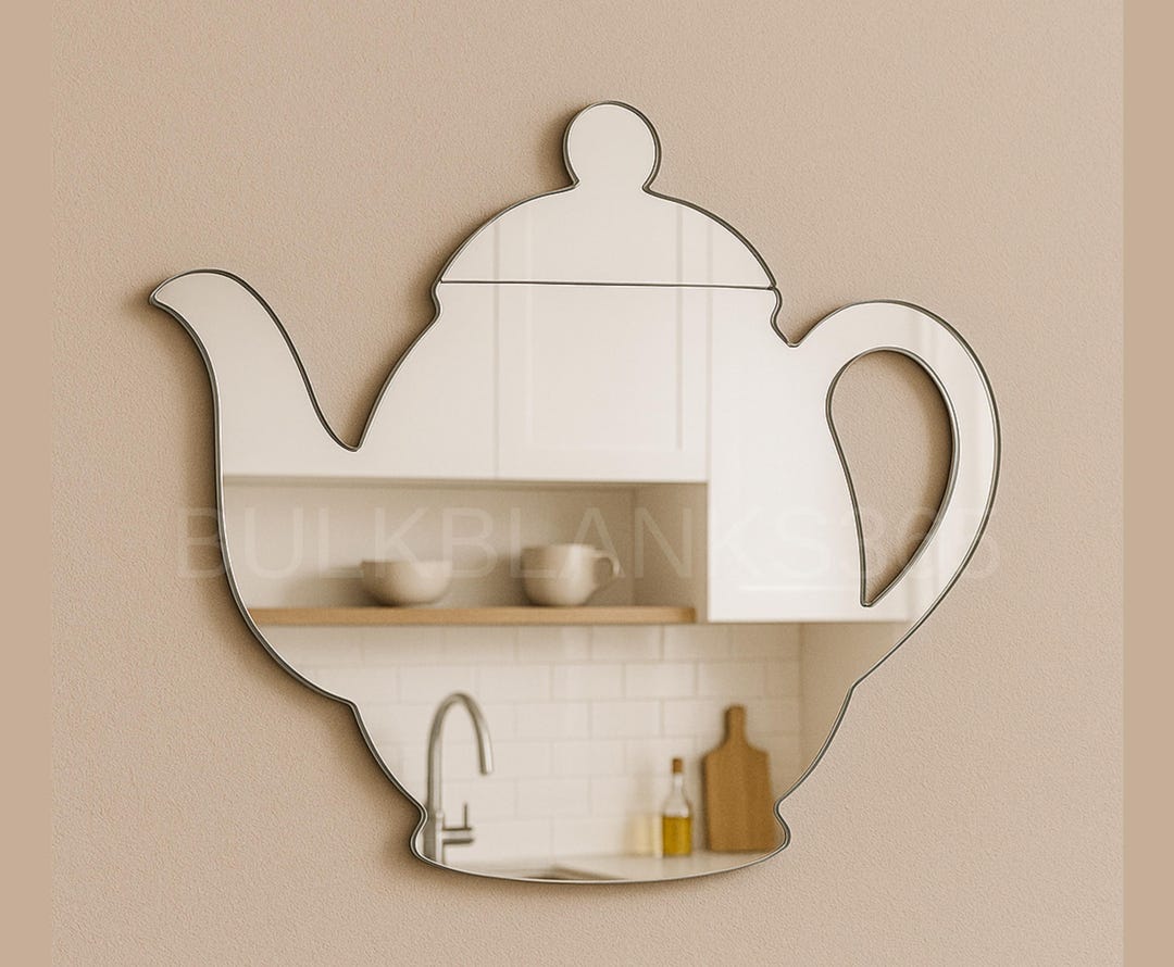Silver Mirror Teapot Wall Decor – Modern Tea Room Wall Art | Café ...
