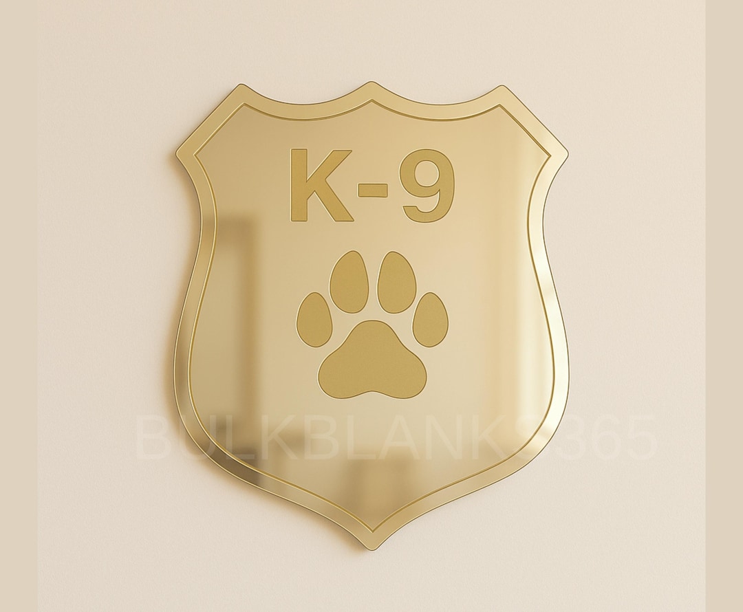 Gold Mirror K9 Paw Badge Wall Decor – Police Dog Shield Silhouette for ...