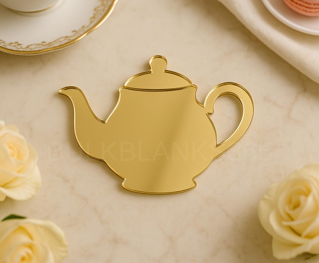 Gold Mirror Teapot Acrylic Blank | Tea Party Craft Supply | Wedding ...
