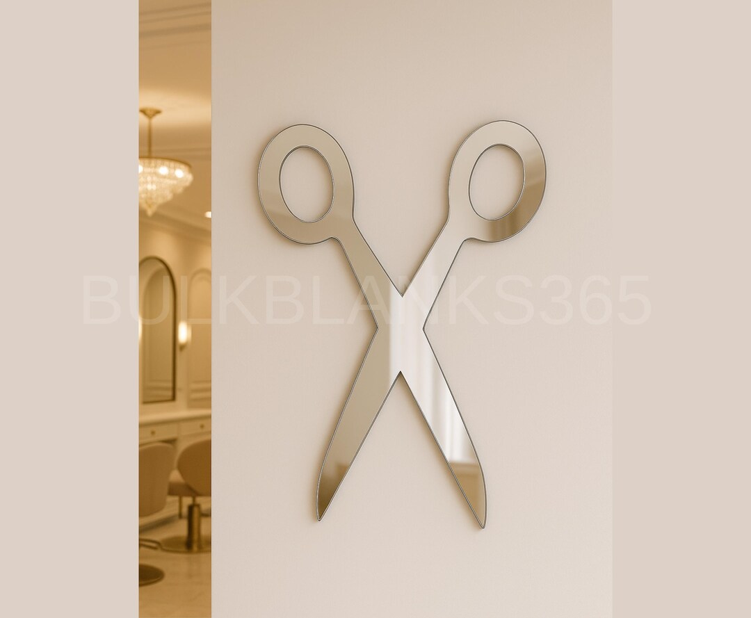 Silver Mirrored Acrylic Scissors Wall Decor – Stylish Cutout for Salons ...