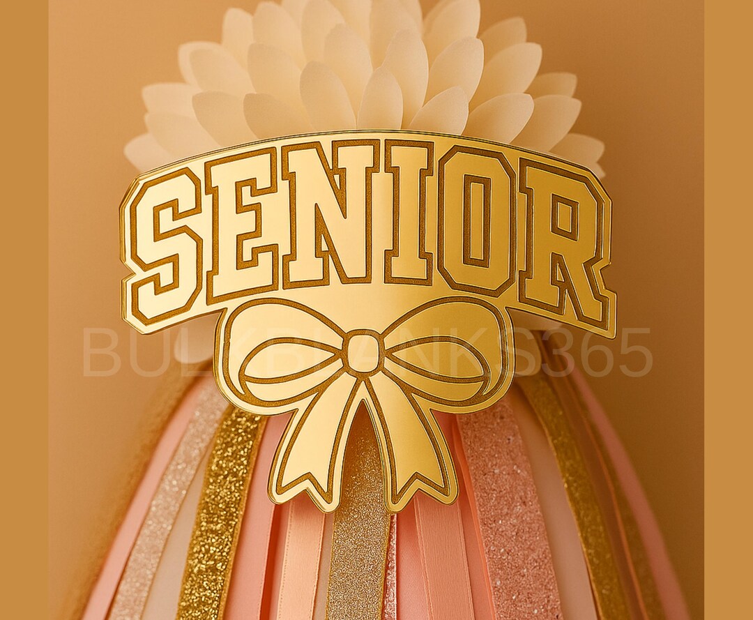 Gold Mirror Acrylic Senior Bow Mum Trinket – Engraved Homecoming ...