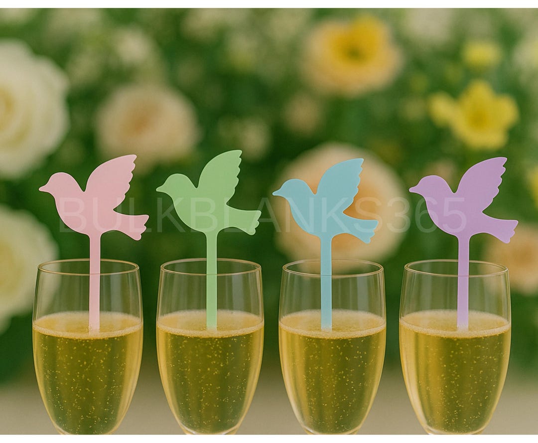 Pastel Bird Drink Stirrers | 6.5" Acrylic Cocktail Stir Sticks for Baby ...