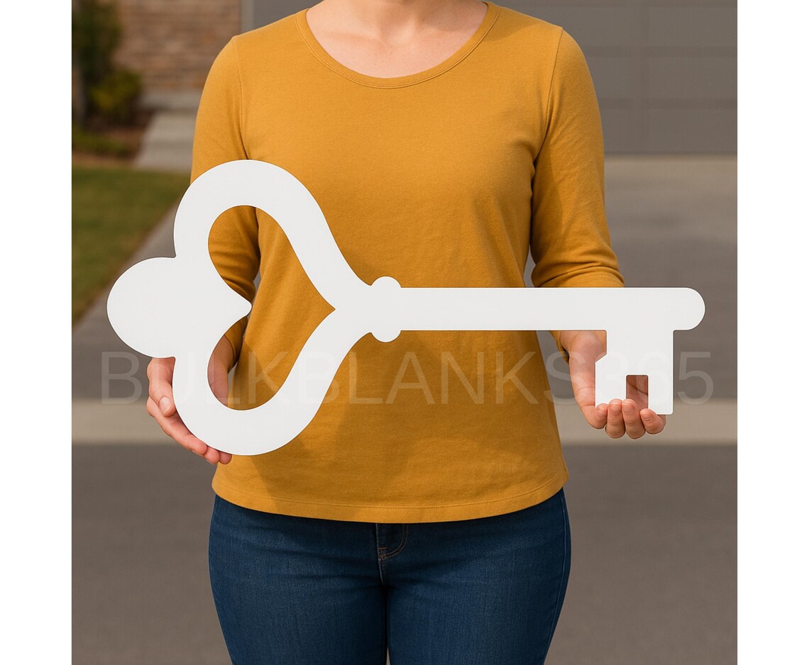 Oversized Realtor Key Blank – White Acrylic Closing Day Prop | Big ...