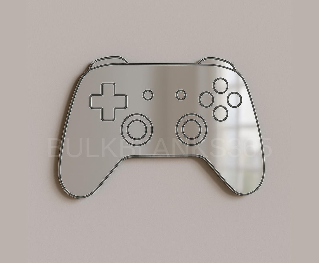 Gamer Controller Mirror Wall Decor | Silver Acrylic Gaming Sign | Video ...