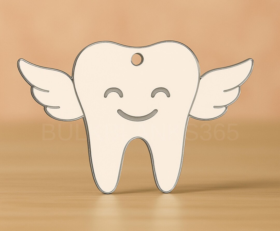 Silver Mirrored Acrylic Tooth With Wings | Tooth Fairy Ornament, Dental ...