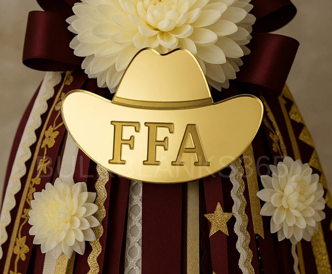 Mirrored FFA Cowboy Hat Mum Charm | Western Acrylic Homecoming ...