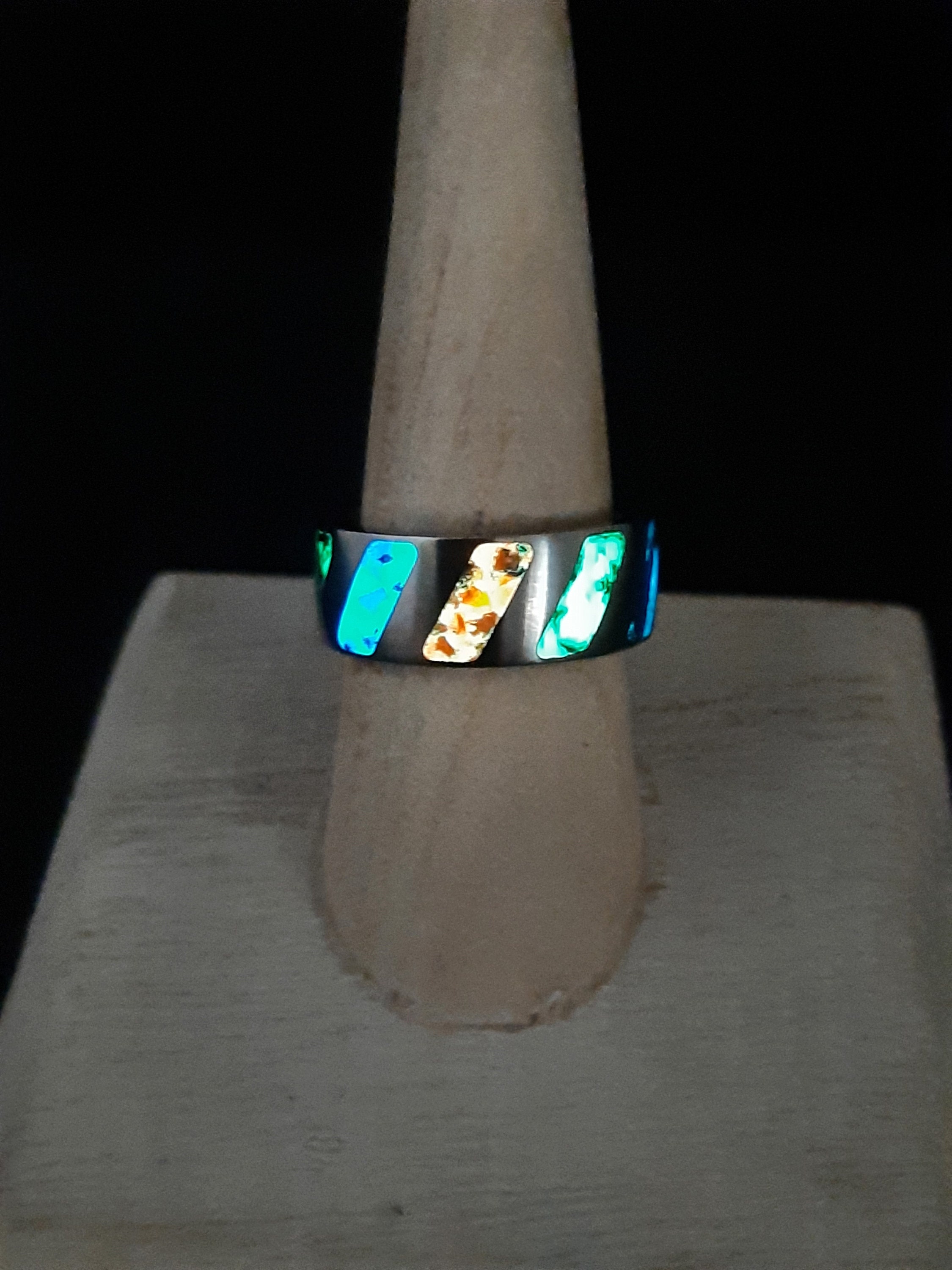 Titanium Glow Ring Meteorite, 24kt Gold, Bello Opal, Lapis Lazuli Inlay ...