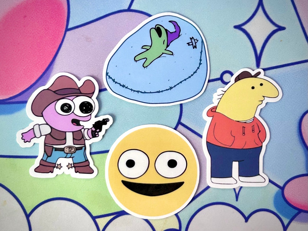 Smiling Friends Inspired Pack of 4 Vinyl Stickers, Glep, Pim, Charlie ...