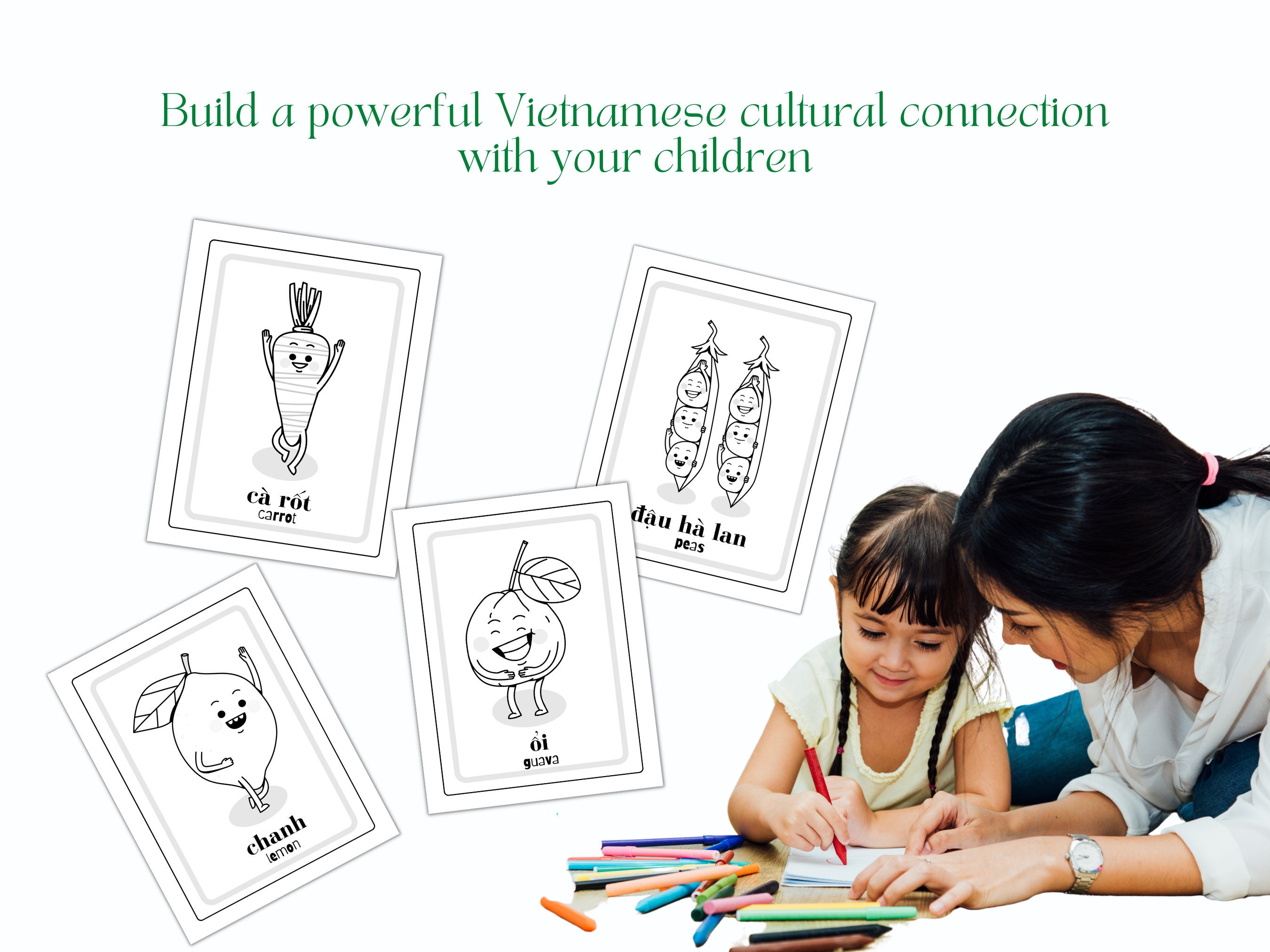 Bilingual Fruit & Vegetable Coloring Pages: Vietnamese-english Learning ...