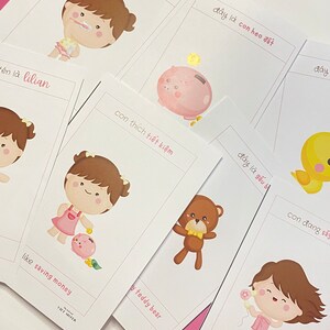 Baby Girls Learning Vietnamese With Verbs Phrases Activities, Objects ...